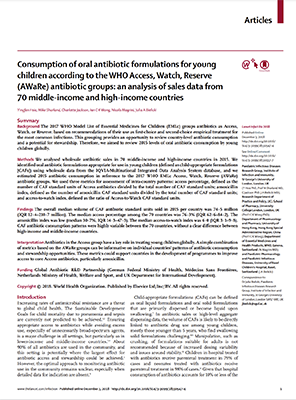 Consumption of oral antibiotic formulations for young children ...