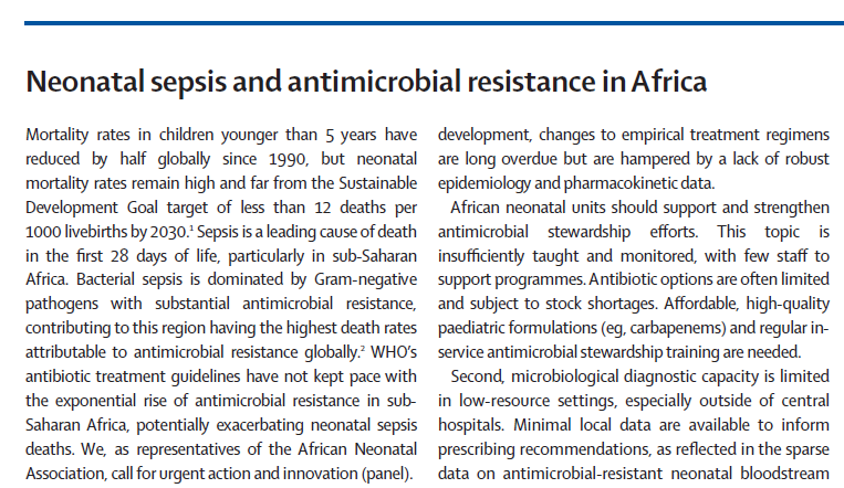 Neonatal sepsis and antimicrobial resistance in Africa